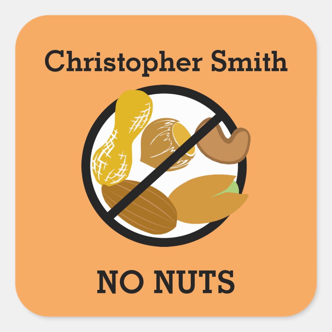 Custom Color Nut Allergy Personalized Kids Square Sticker | Zazzle