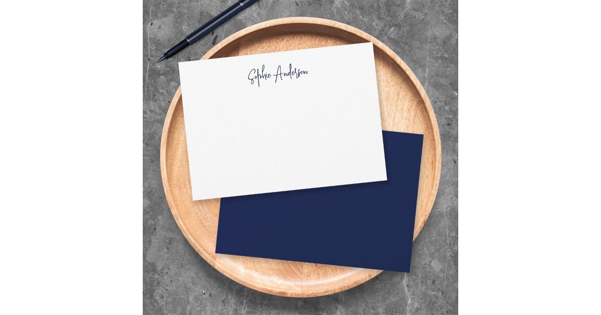 Custom Color Personalized Modern Script Minimalist Note Card | Zazzle