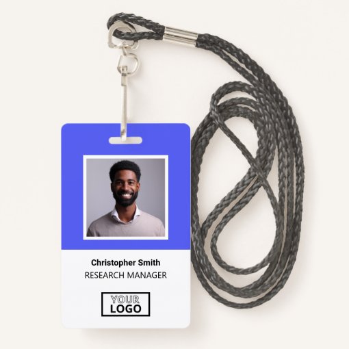 Custom Color Photo & Logo Corporate Employee Badge | Zazzle