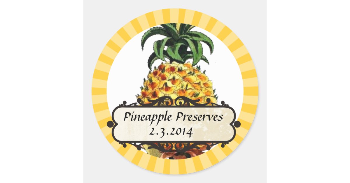 custom color pineapple fruit canning label | Zazzle