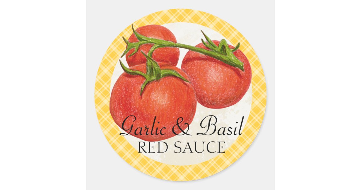 custom color red sauce tomato sauce canning label | Zazzle