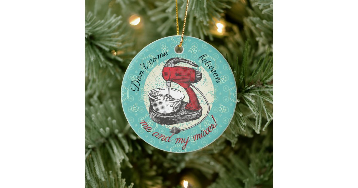 Custom color retro stand mixer bakers Christmas Ceramic Ornament | Zazzle