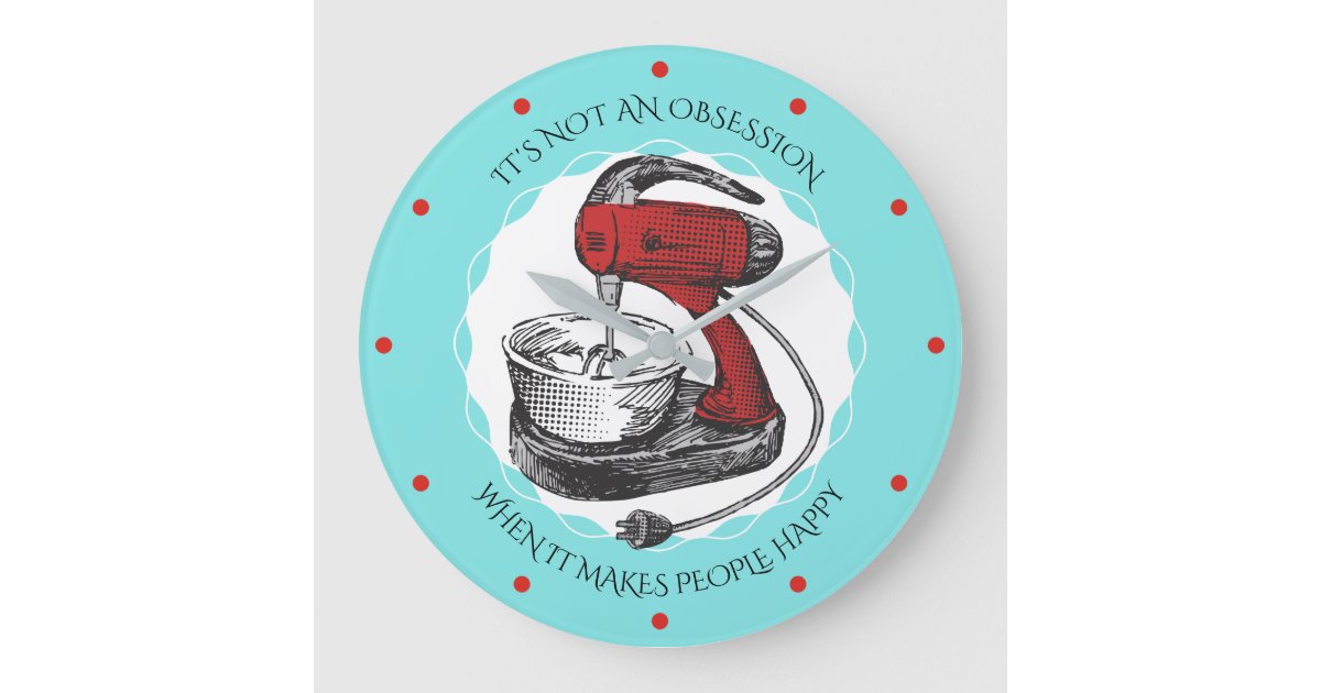 Custom color retro stand mixer kitchen clock | Zazzle