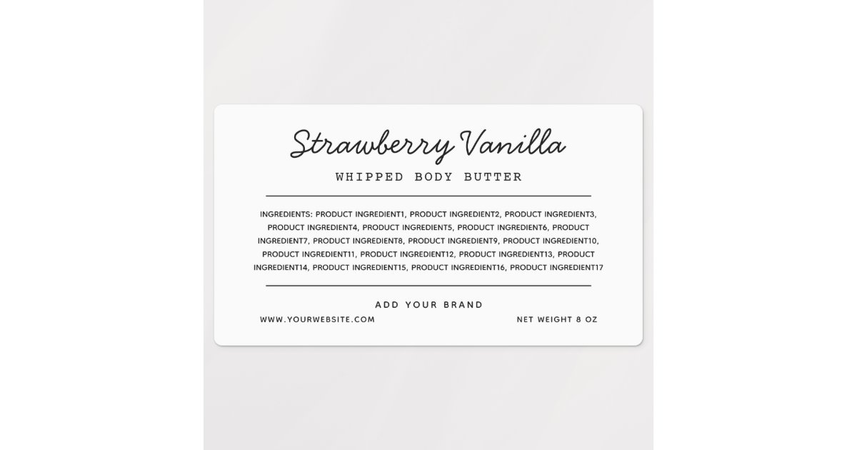 Custom Color Script Lines Ingredients List Labels | Zazzle