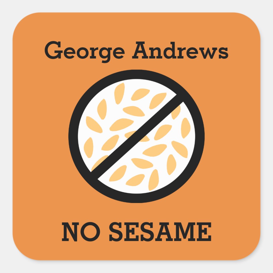 Custom Color Sesame Allergy Personalized Kids Square Sticker | Zazzle