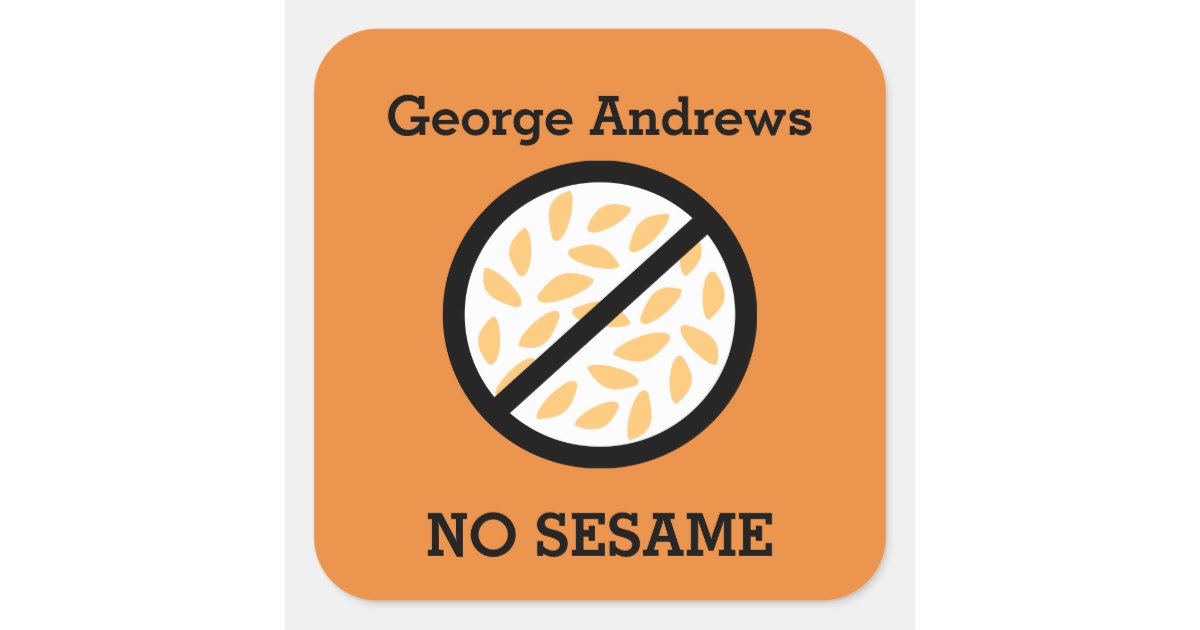 Custom Color Sesame Allergy Personalized Kids Square Sticker | Zazzle