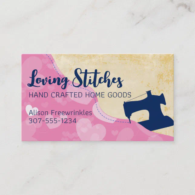 Custom color sewing machine stitching heart card | Zazzle