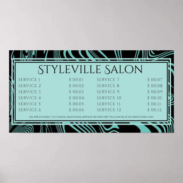 Custom color stylist salon service price display poster | Zazzle