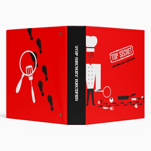 Custom color top secret detective spy chef recipe 3 ring binder | Zazzle