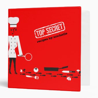 Custom color top secret detective spy chef recipe binder | Zazzle