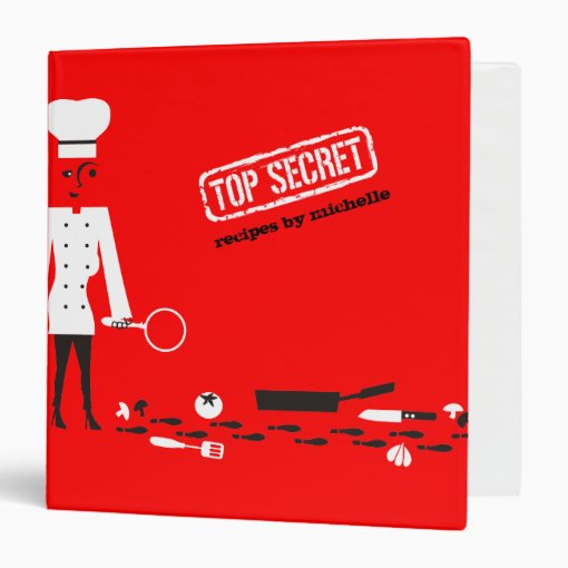 Custom color top secret detective spy chef recipe binder | Zazzle