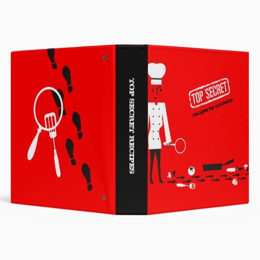 Custom color top secret detective spy chef recipe binder | Zazzle