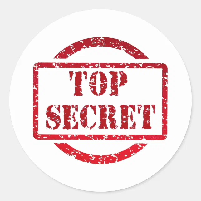 Custom Color Top Secret Red Stamp Spy Document Classic Round Sticker ...