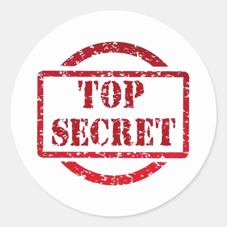 Custom Color Top Secret Red Stamp Spy Document Classic Round Sticker ...