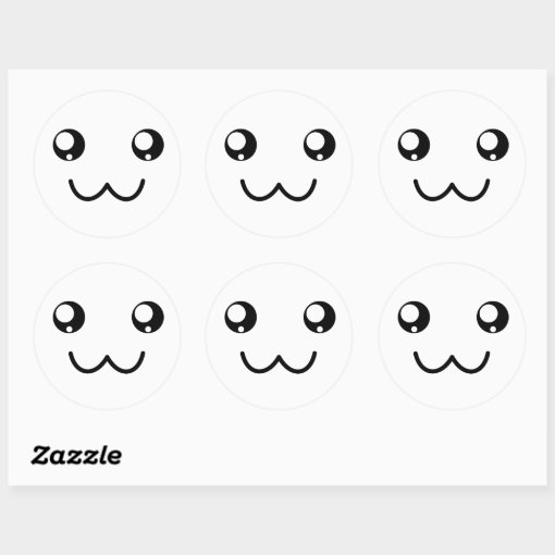 Custom Color Uwu Smile Face Kawaii Happy Anime Classic Round Sticker ...
