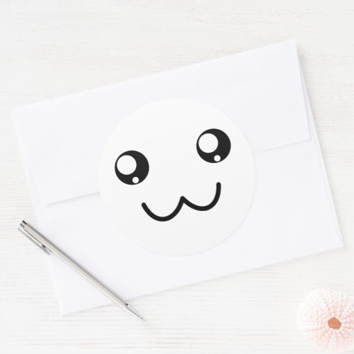 Custom Color Uwu Smile Face Kawaii Happy Anime Classic Round Sticker ...