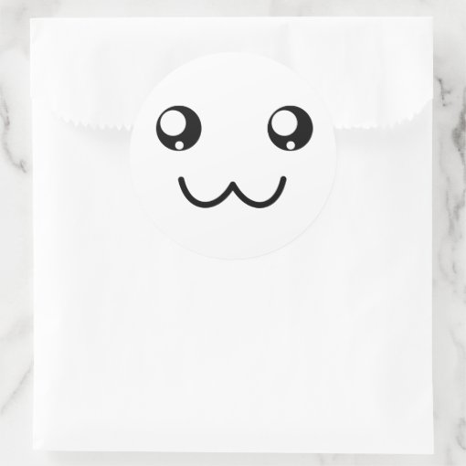 Custom Color Uwu Smile Face Kawaii Happy Anime Classic Round Sticker ...