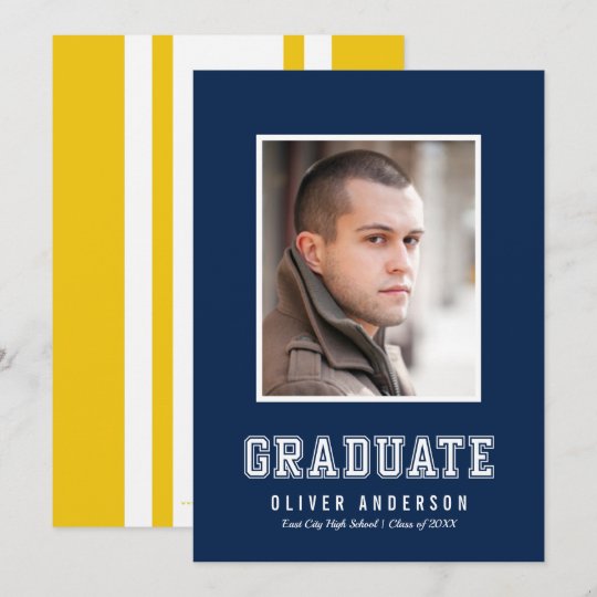 Custom Color Varsity Photo Graduation Announcement | Zazzle.com