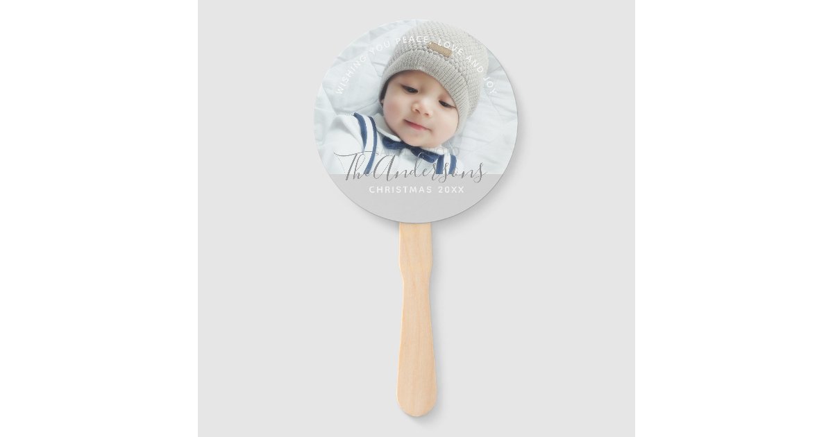 Custom Color with Custom Photo and Text Hand Fan | Zazzle