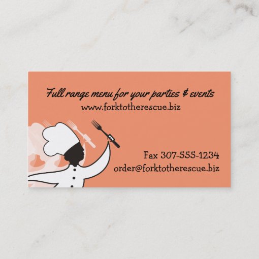 Custom color woman chef catering meal delivery business card | Zazzle