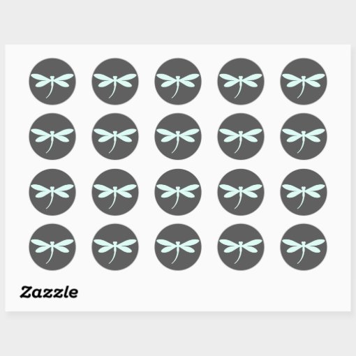 Custom Colored Dragonfly Stickers w/ Dark Gray BG | Zazzle