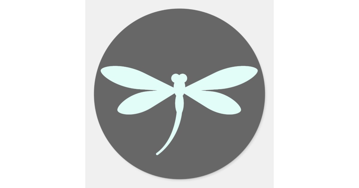 Custom Colored Dragonfly Stickers w/ Dark Gray BG | Zazzle