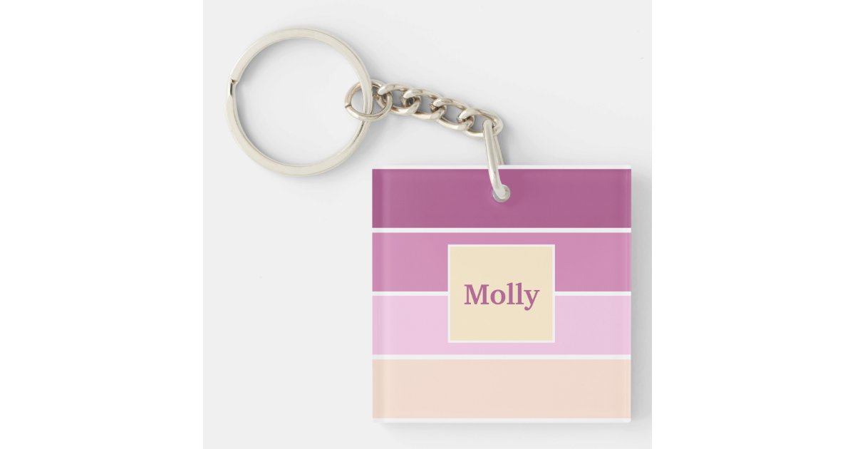 Custom Colored Feminine Stripes Keychain | Zazzle
