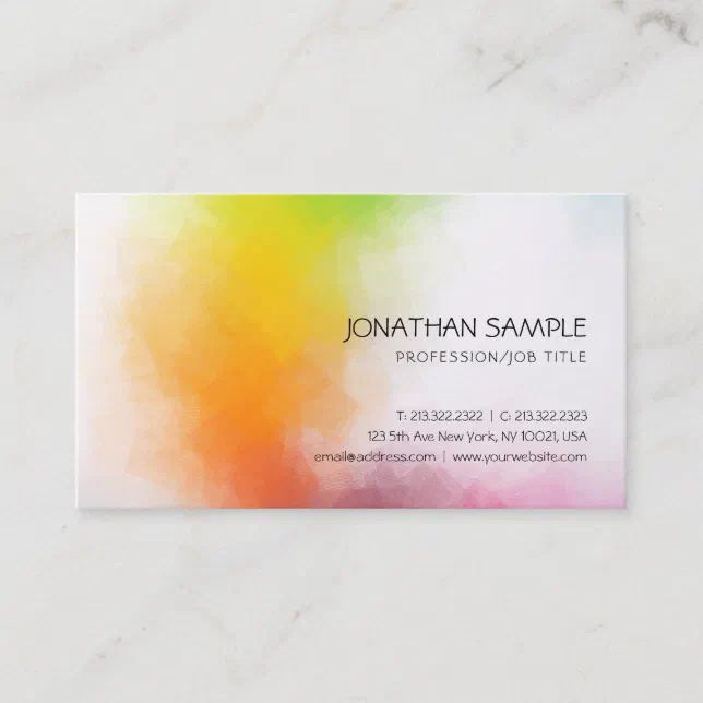 Custom Colorful Abstract Art Elegant Colors Modern Business Card | Zazzle
