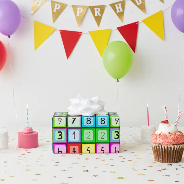 Custom Colorful Alphabet, Number for Kids Birthday Wrapping Paper | Zazzle