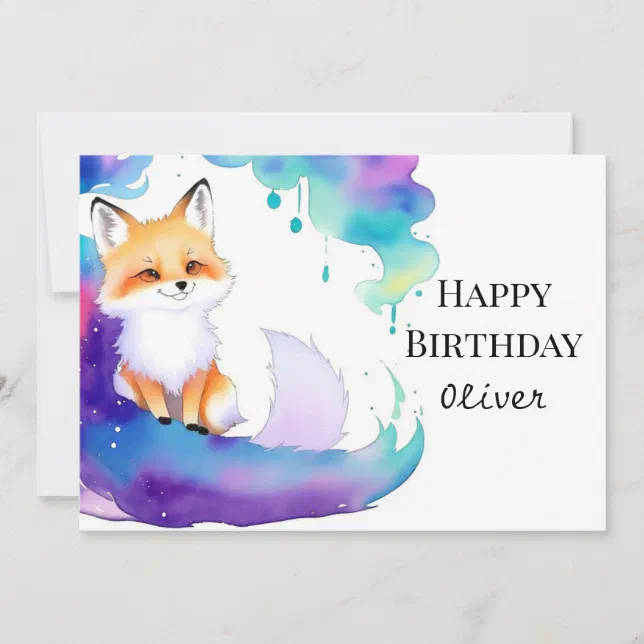 Custom Colorful Fox Birthday Card | Zazzle