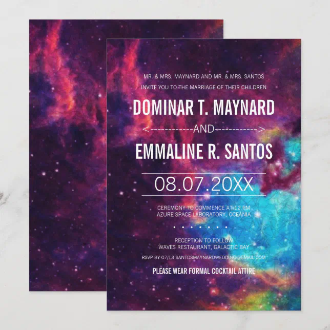 Custom Colorful Galaxy Wedding Invitation | Zazzle