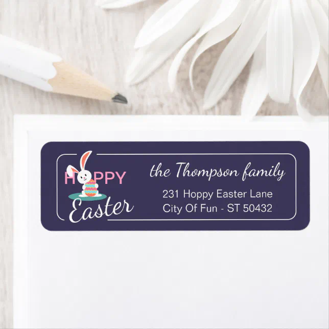 Custom Colorful Hoppy Easter Bunny Pattern Label | Zazzle