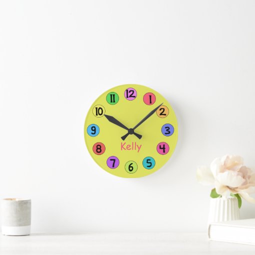 Custom Colorful Kids Big Number Clock | Zazzle