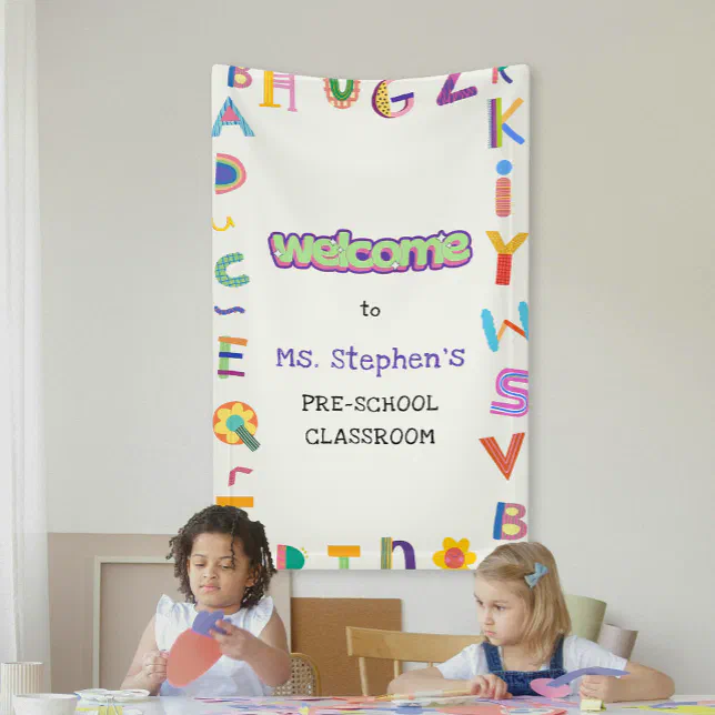 Custom Colorful Letter Welcome Teacher's Classroom Banner | Zazzle