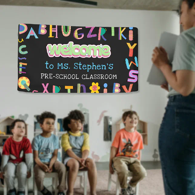Custom Colorful Letter Welcome Teacher's Classroom Banner | Zazzle