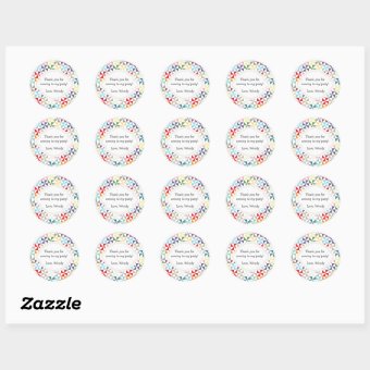 Custom Colorful Party Pinwheel Classic Round Sticker | Zazzle