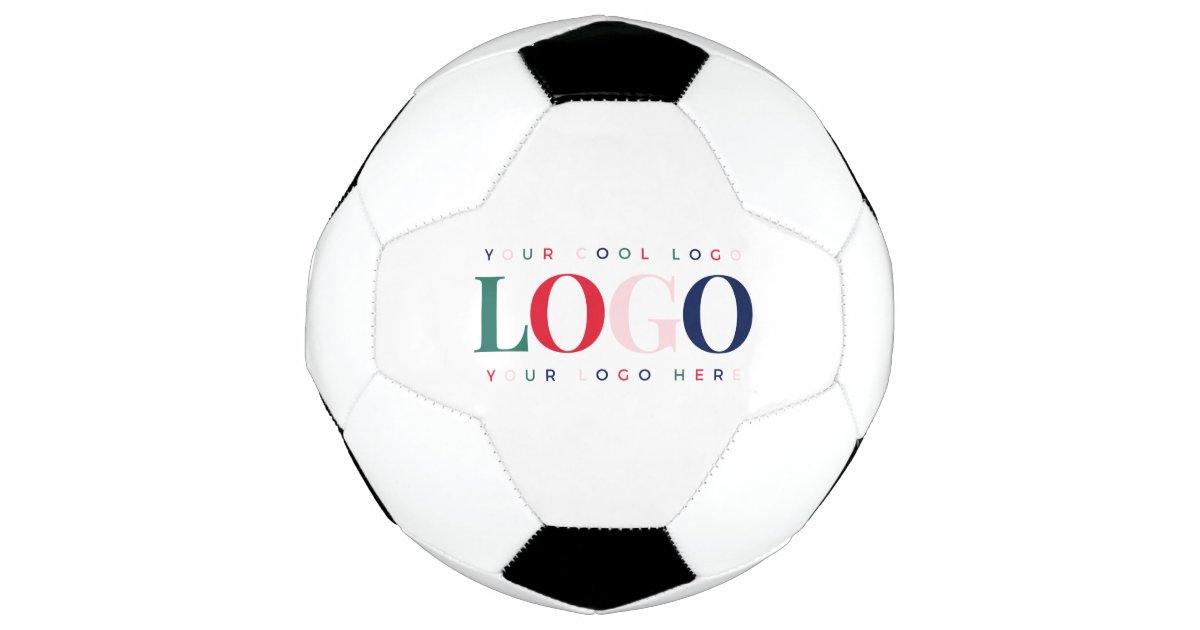 Custom Colorful Rectangle Business Logo Branded Soccer Ball | Zazzle