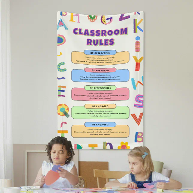 Custom Colorful Teacher's Classroom Rules Banner | Zazzle