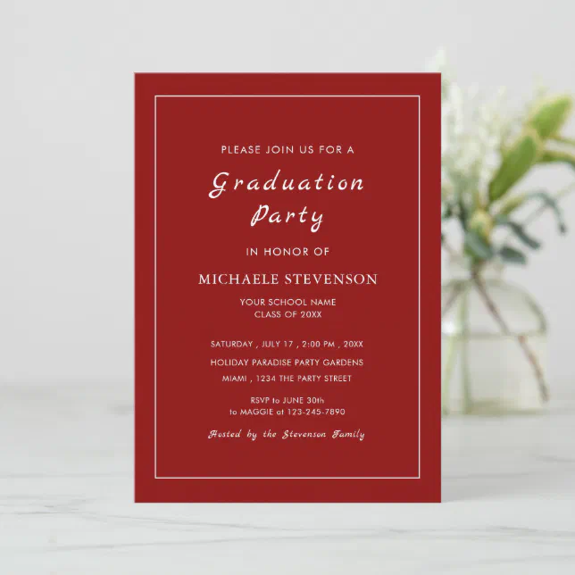 Custom Colors and Font Graduation Party Invitation | Zazzle