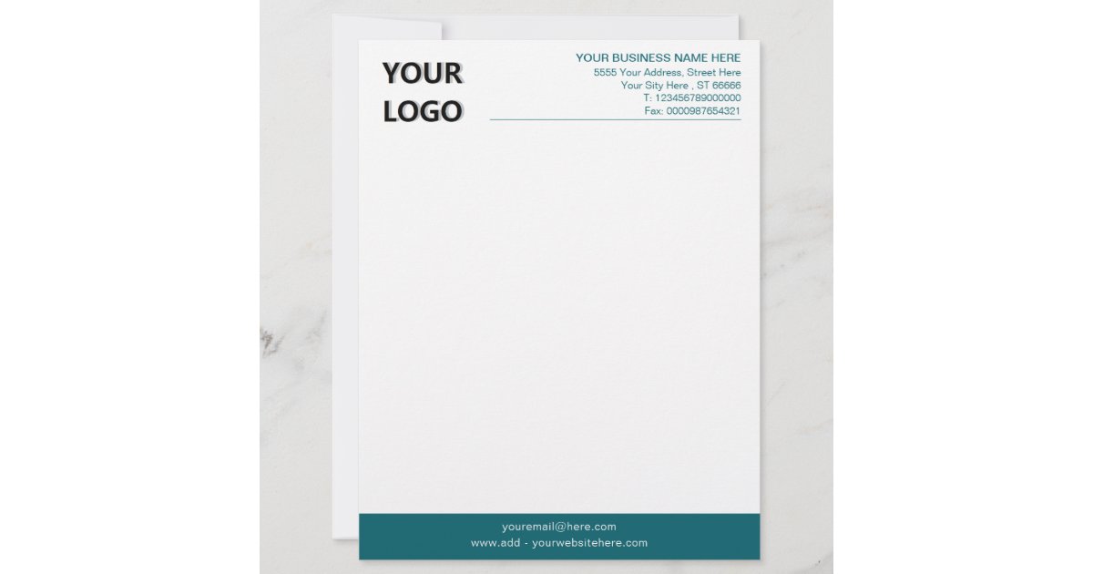 Custom Colors Modern Business Letterhead with Logo | Zazzle