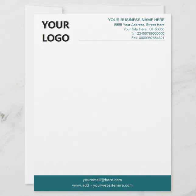 Custom Colors Modern Business Letterhead with Logo | Zazzle