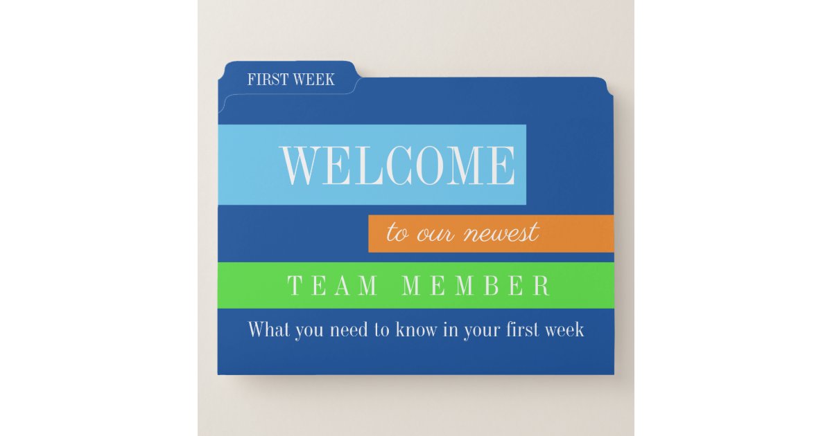Custom colors onboarding new employee welcome file folder | Zazzle