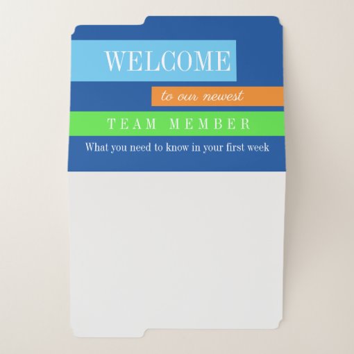 Custom colors onboarding new employee welcome file folder | Zazzle