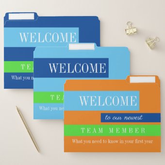 Custom colors onboarding new employee welcome file folder | Zazzle