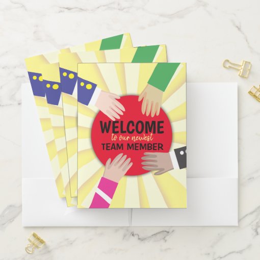 Custom colors onboarding new employee welcome pocket folder | Zazzle