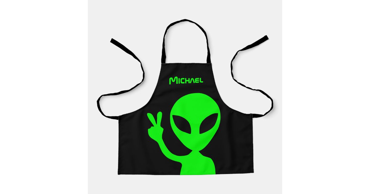 Custom Colors Peaceful Alien Apron | Zazzle