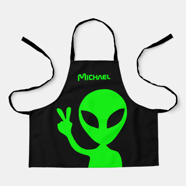 Custom Colors Peaceful Alien Apron | Zazzle
