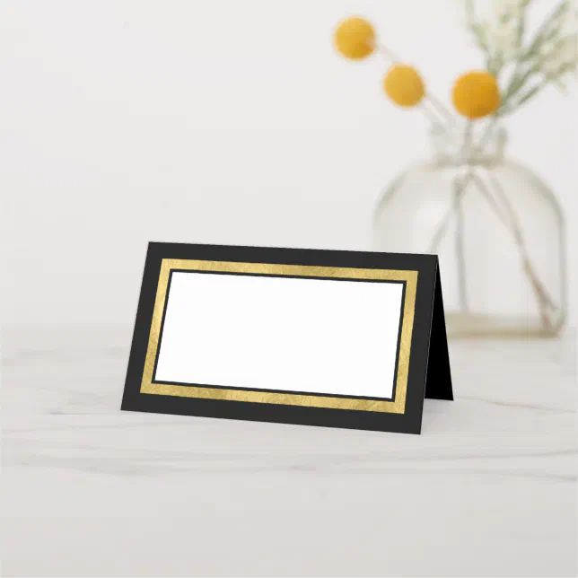 Custom Colors with Classic Gold Border Place Card | Zazzle