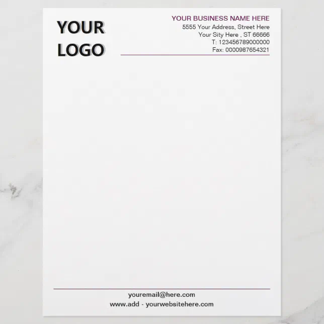 Custom Colors Your Own Design Letterhead with Logo | Zazzle