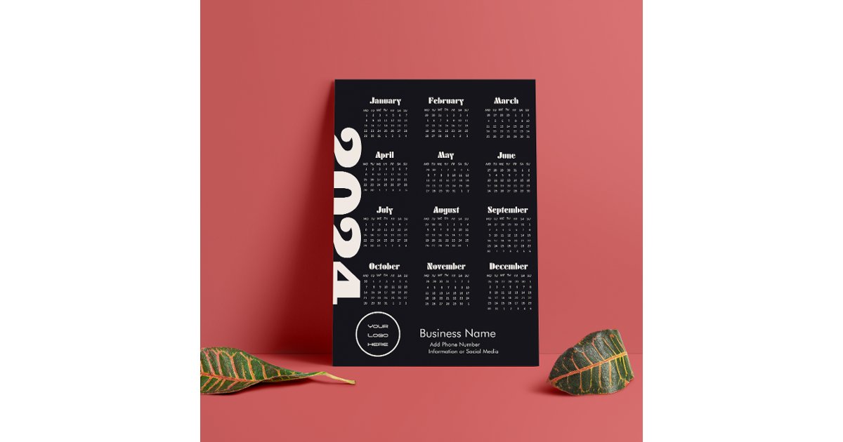 Custom Company 2024 Calendar Black And White Program | Zazzle